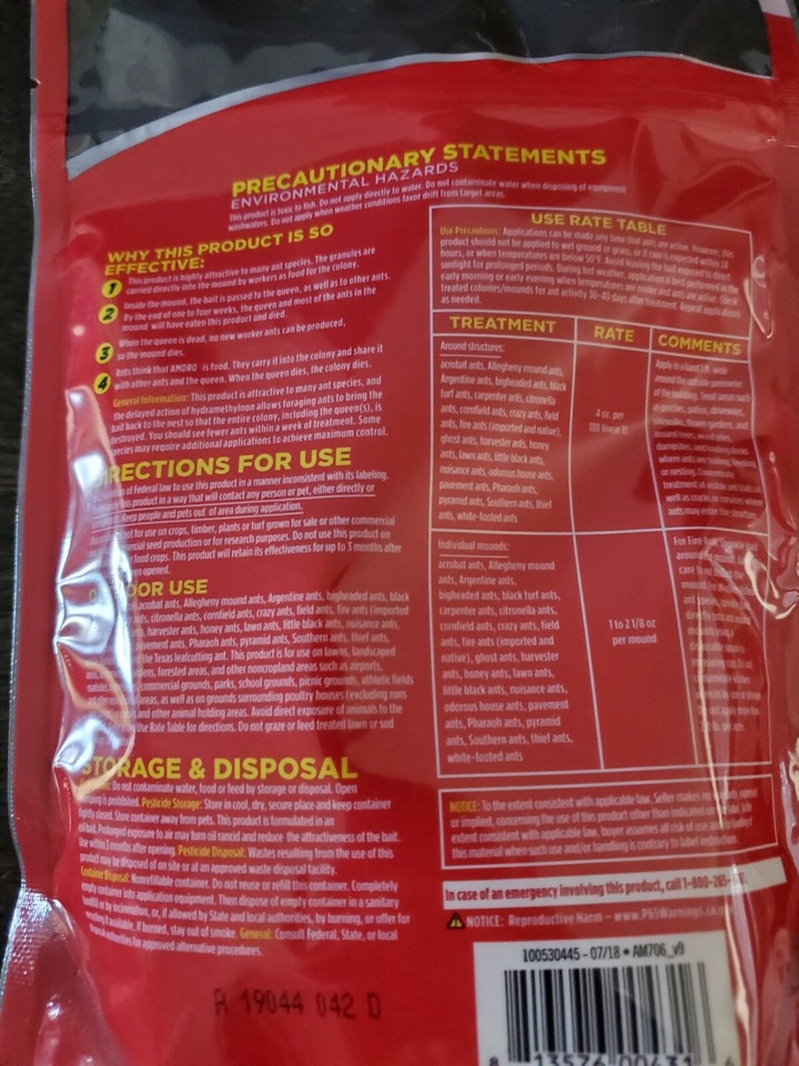 LOT 4 Amdro ANT BLOCK Home Perimeter Ant Bait Outdoor Use 12 Month ...