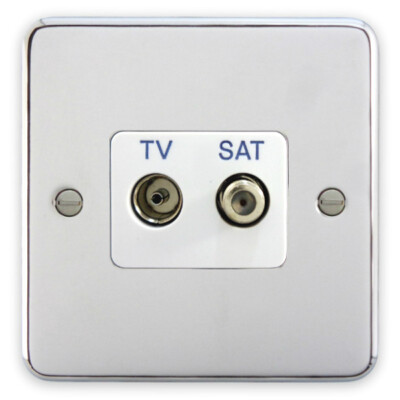 Deta 1942CHW TV / F Type Satellite Socket Polished Chrome / White ...