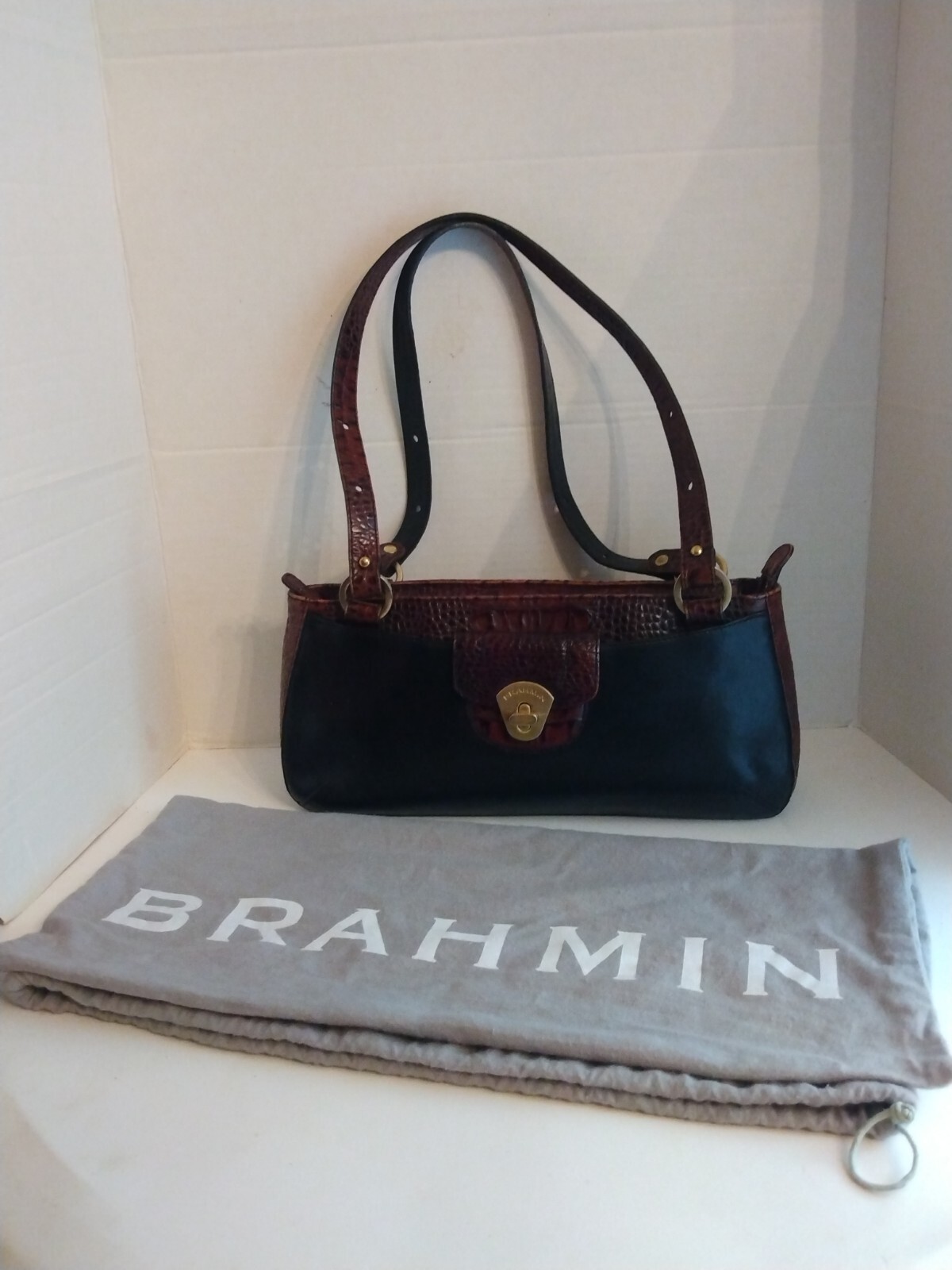 Brahmin Est 1982 Leather/Croc Shoulder Purse - Gem
