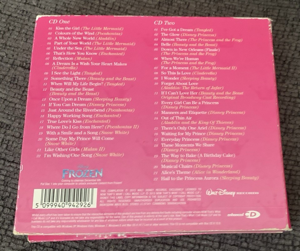 NOW THAT'S WHAT I CALL MUSIC - Disney Princess - UK VERSION 2 DISCS CD ...