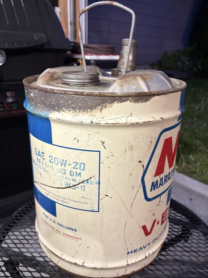 Vintage Marathon VEP 5 Gallon Advertising VEP Gas Oil Can | eBay