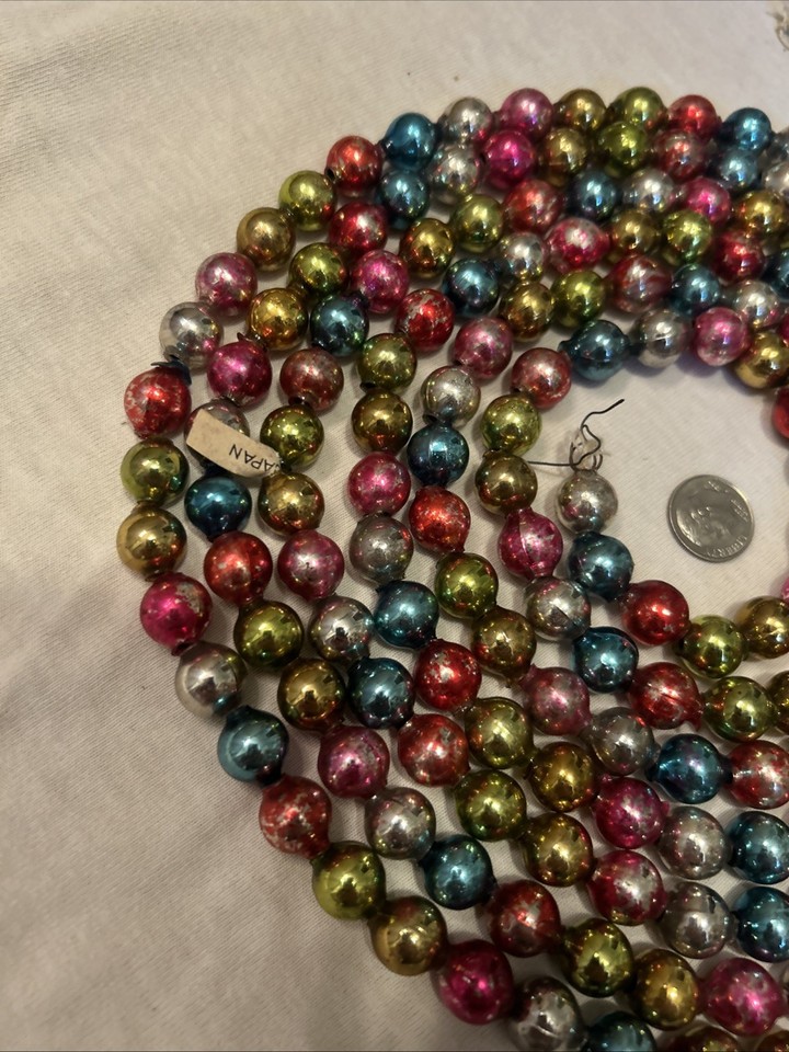 104" Vintage 3/8” Multicolor Mercury Glass Bead Holiday Garland | eBay