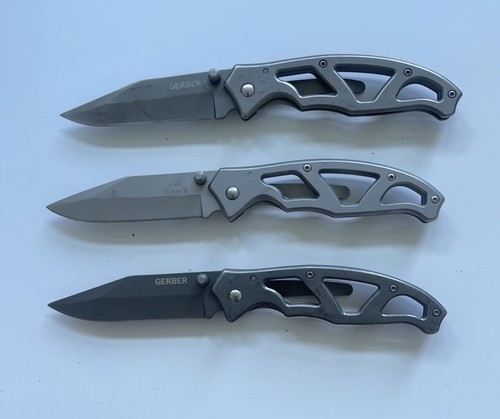 Lot x3 Gerber Paraframe 1 Frame Lock Folding Pocket Knives Plain Edge ...