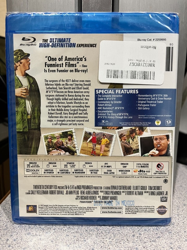 MASH (1970). Blu-ray. M*A*S*H M A S H M.A.S.H. DONALD SUTHERLAND ...