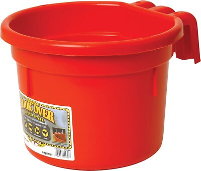Little Giant Fence Feed Bucket 8 Quart Hook Over Feed Pail (Red) (Item ...