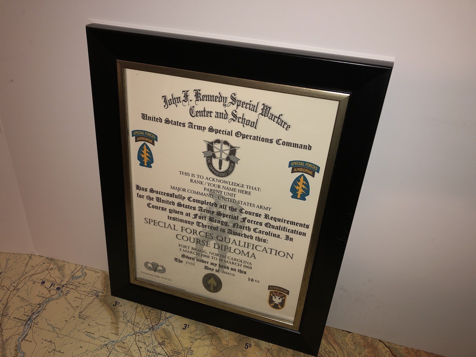 U.S. ARMY / SPECIAL FORCES Q-COURSE DIPLOMA (COMMEMORATIVE CERTIFICATE ...