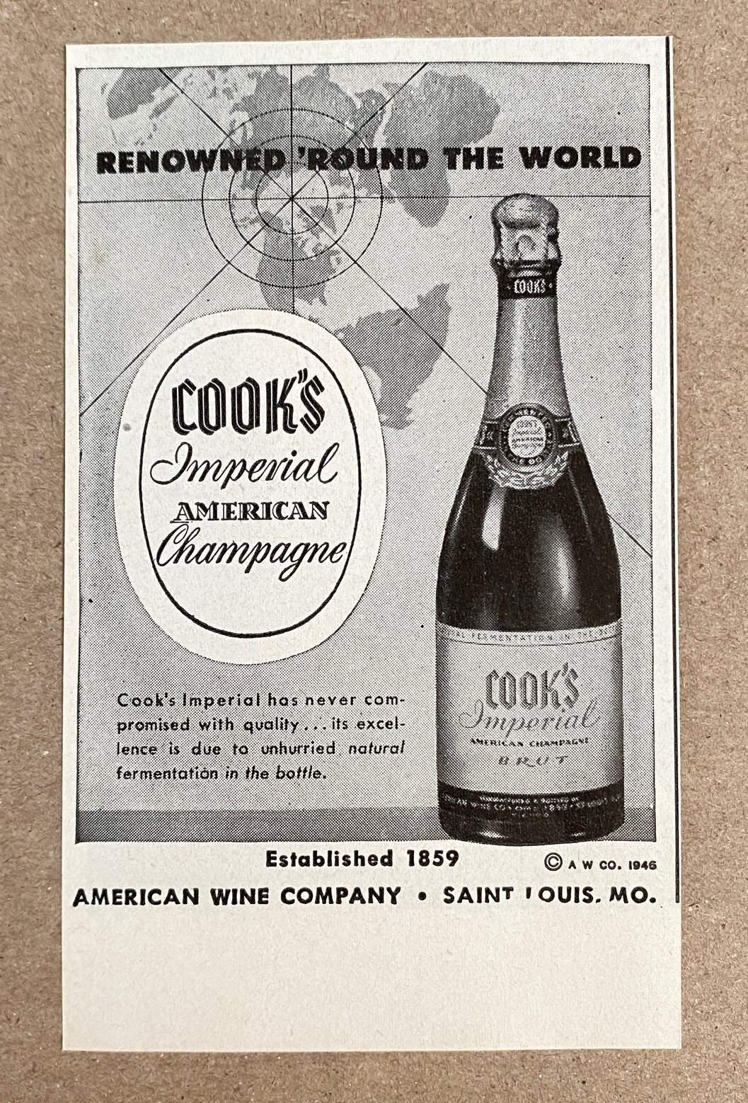 1947 Cook's Imperial Champagne Small Print Ad American Wine Co St Louis ...