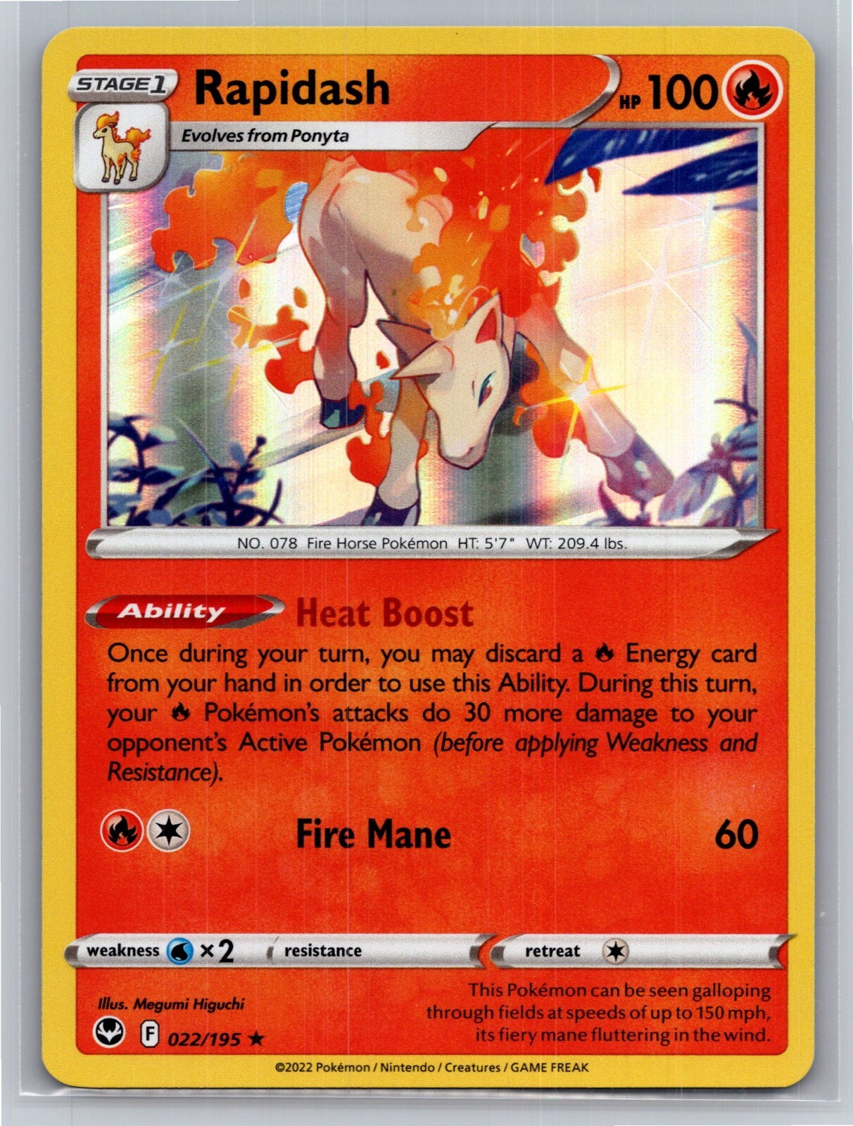 2022 Pokemon TCG Silver Tempest Holo Rapidash 22/195 NM | eBay
