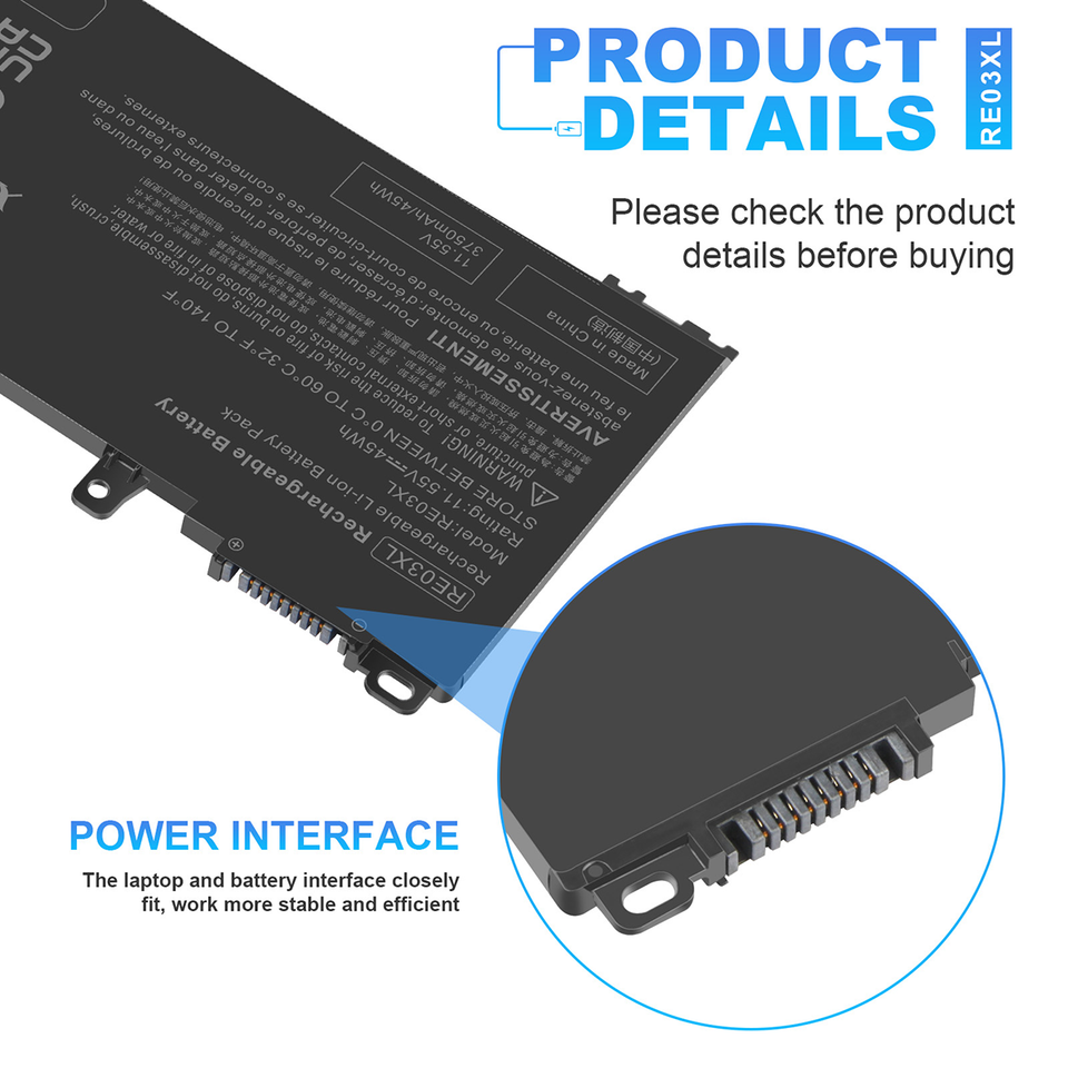 RE03XL Battery for HP ProBook 450 G6 G7, 440 G6 G7, 430 G6 G7, 455R G6 ...