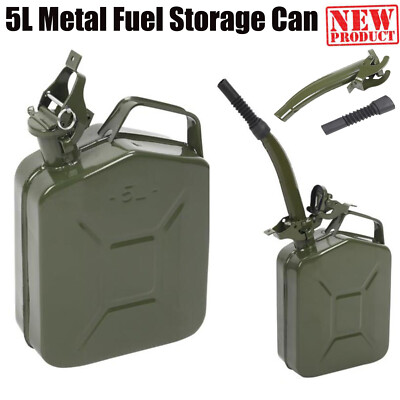 Portable 5L Metal Fuel Storage Can Oil Barrel Petrol Gasoline Diesel ...