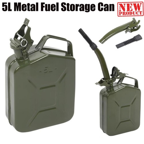 Portable 5L Metal Fuel Storage Can Oil Barrel Petrol Gasoline Diesel ...
