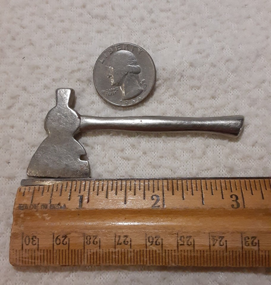 Vintage cigar box opener mini silver tone toy carpentry axe hatchet ...