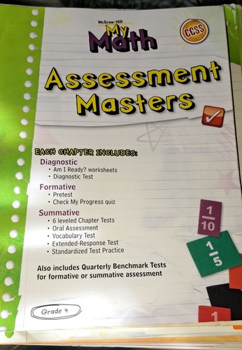 4th Grade MY MATH ASSESSMENT MASTERS (2013, McGraw-Hill) Worksheets ...