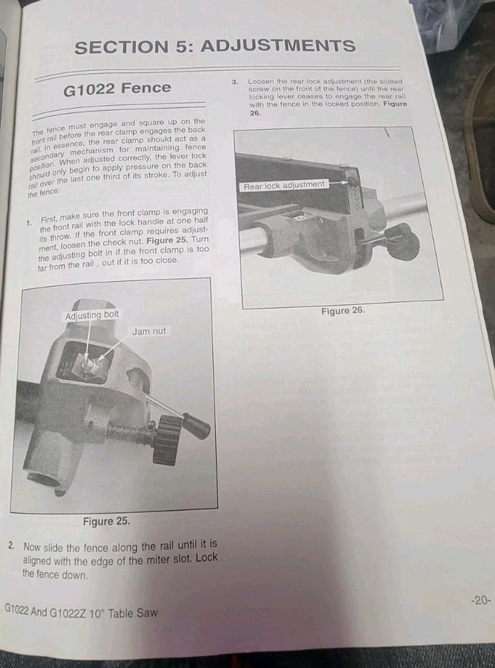 Grizzly 10"Table SAW MODEL G1022 INSTRUCTION MANUAL | eBay