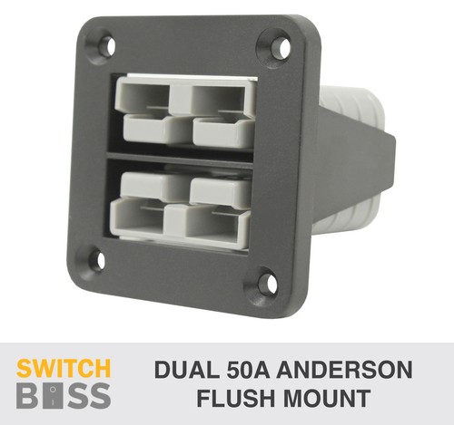 DUAL 50A Anderson Type Plug - Flush Mount Power Outlet Plug 4x4 Caravan ...