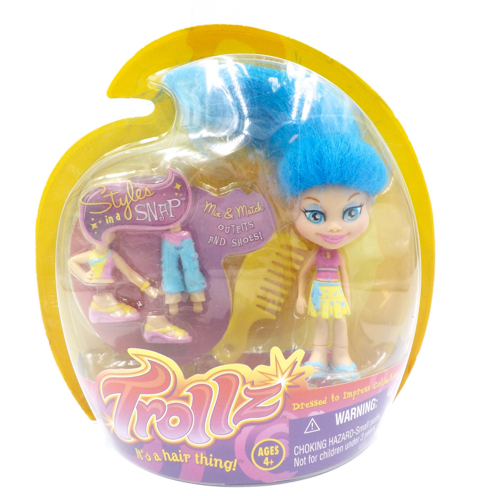 DAM Troll Doll w/ Blue Hair, Trollz Figure Dressed To Impress ...