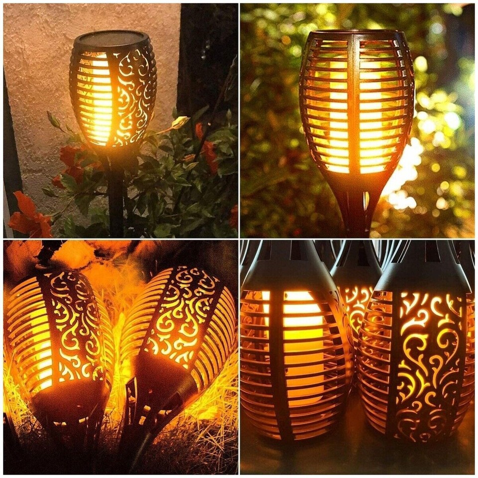 4/8 Flame Effect Solar Lights Stake Garden Flickering LED Outdoor Torch ...