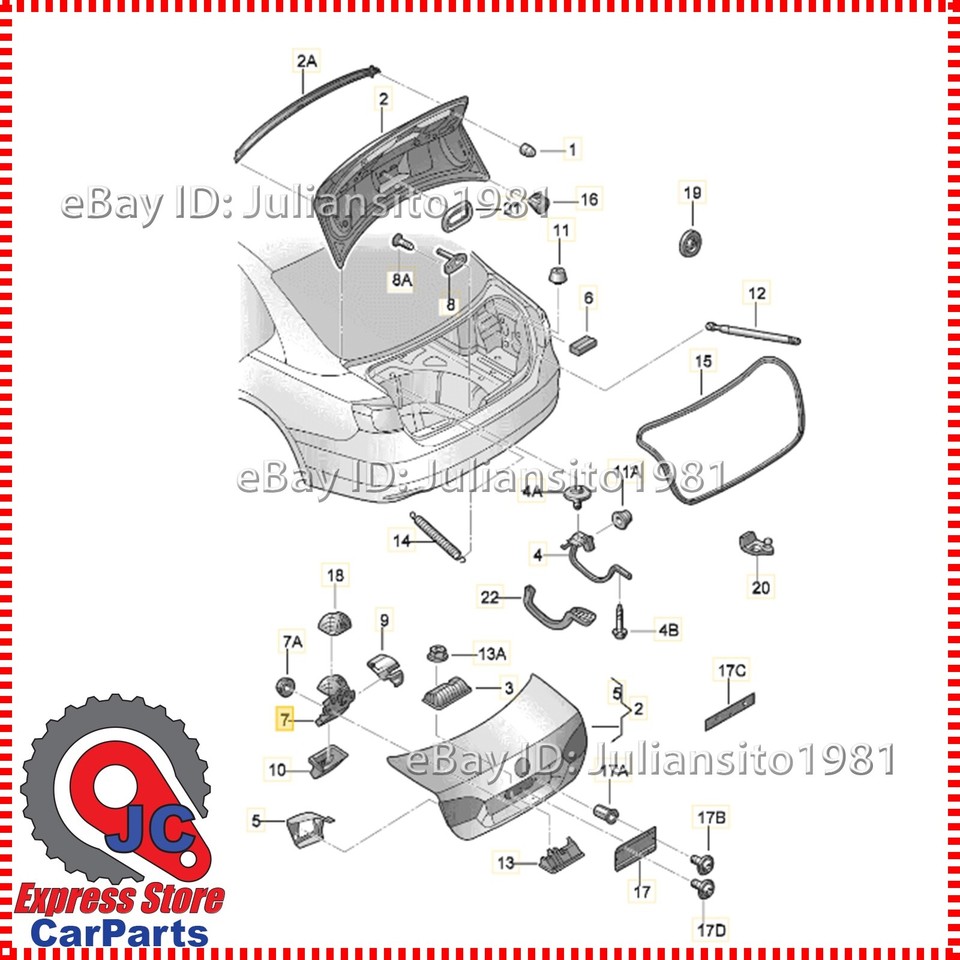 17A827505 VOLKSWAGEN GENUINE OEM JETTA TRUNK ROTARY LATCH BUCKLE LOCK ...