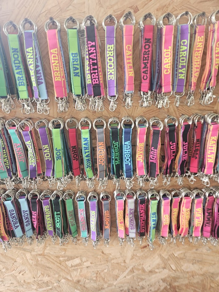 Personalized Embroidered Strap Key Rings Keychains with Attachment ...