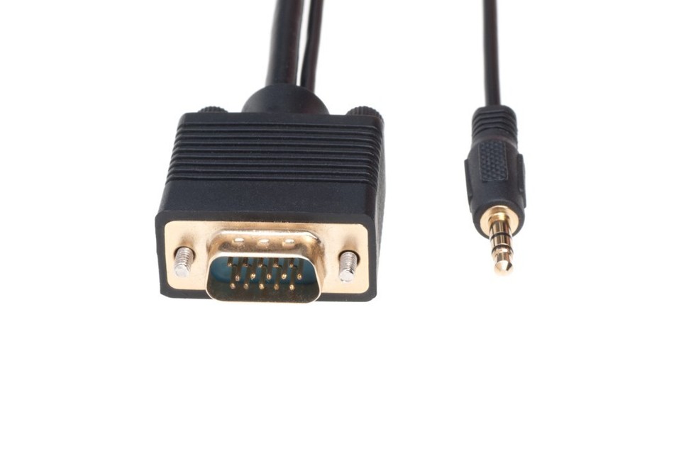 35FT - SVGA Male/Male + 3.5mm Aux Audio Cable Jack for Monitor PC ...