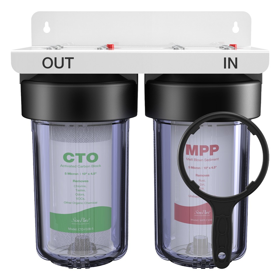 10"x4.5" Big Blue Whole House Water Filter System Two Stage + 2 Set ...