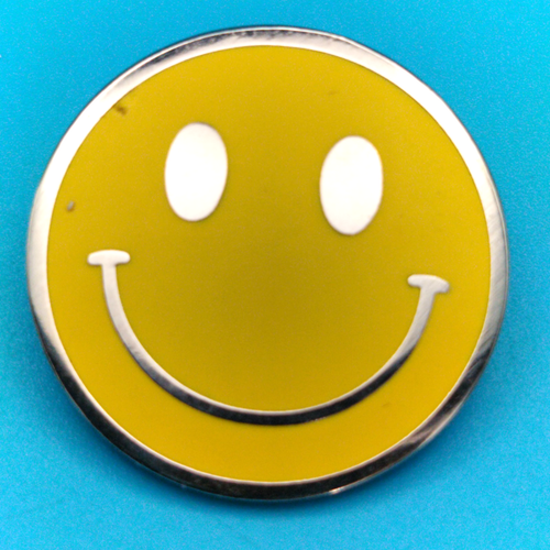 Smile Face Happy Metal Round Pin Yellow Silver Tone | eBay