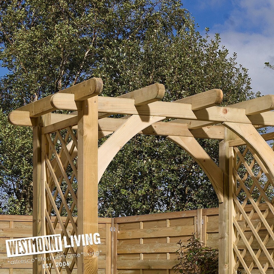 WOODEN GARDEN SQUARE TOP ARCH WOOD ROSE ARCHWAY PERGOLA TRELLIS TIMBER ...