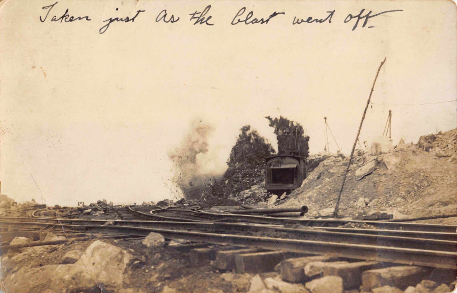 1914 RPPC Railroad Dynamite just as the blast went off SUPER RARE | eBay
