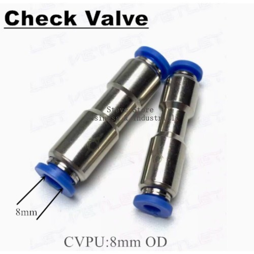 8mm OD Metric Push Fitting Inline Check Valve Air Pneumatic Brass ...