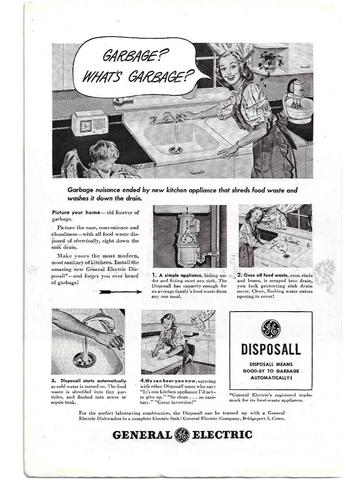 1948 GE General Electric Print Ad Garbage Disposal Household Appliance ...