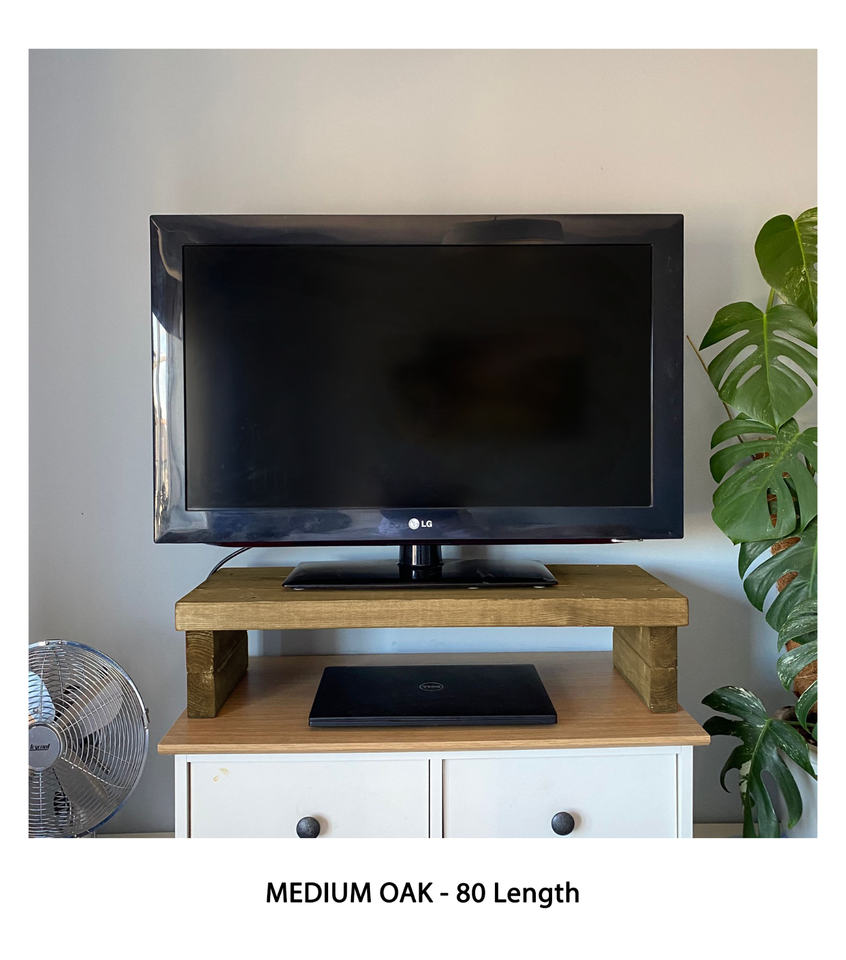 TV Riser Stand Rustic Solid Wood Chunky Heavy Duty Stand | eBay UK