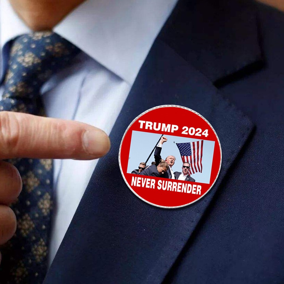 Shooting Trump Brooch 2024 Trump Lapel Pins Never Stop Fighting Trump ...