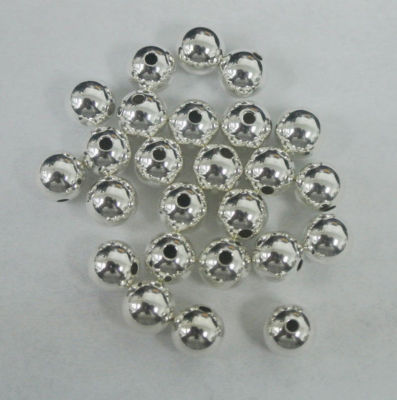 50 PCS - 7mm Sterling Silver Beads, Round Seamless 925 Silver Beads, 7 ...