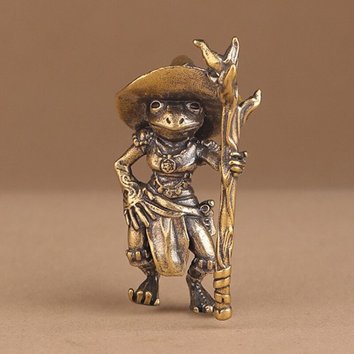 Vintage Brass Frog Wizard Statue Desktop Ornament Metal Cute Figurines ...
