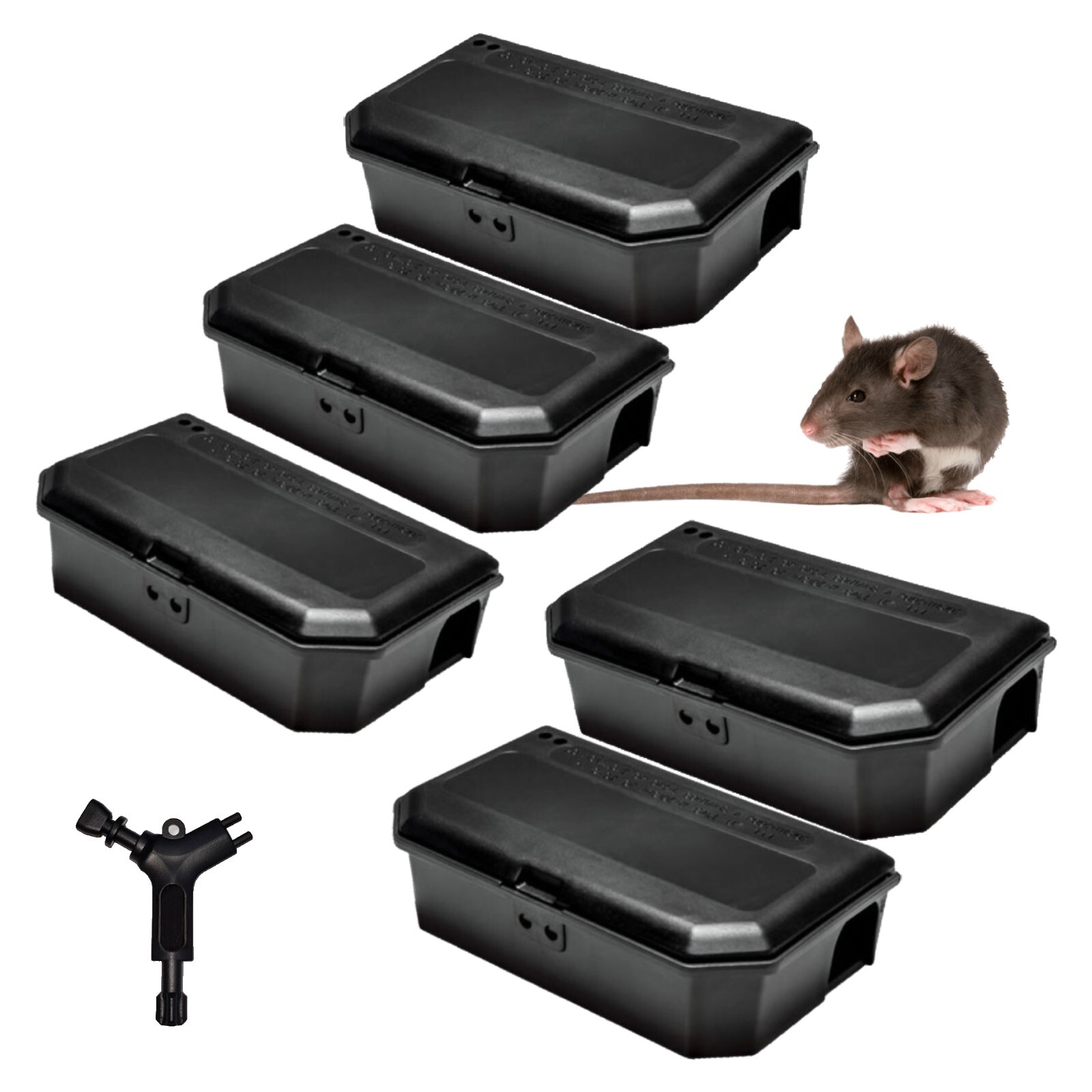 Black 5/10 Lockable Mice Bait Boxes - Holds Mouse Poison for Safe ...