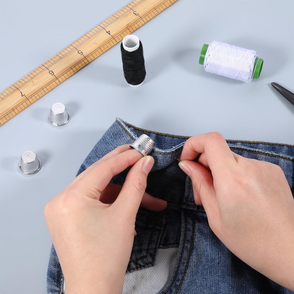 80Pcs Silver Thimbles for Hand Sewing Metal Sewing Thimbles Sewing ...