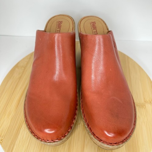 Sundance Catalog Born Natalie Wedge Leather Clogs Mules Shoes Rust Size ...