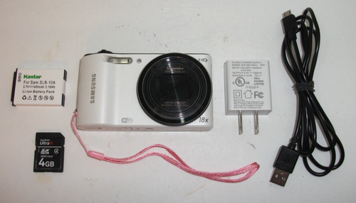 Samsung WB150F 14.2MP WiFi Camera – 18x Zoom, Full HD, White + 4GB SDHC ...