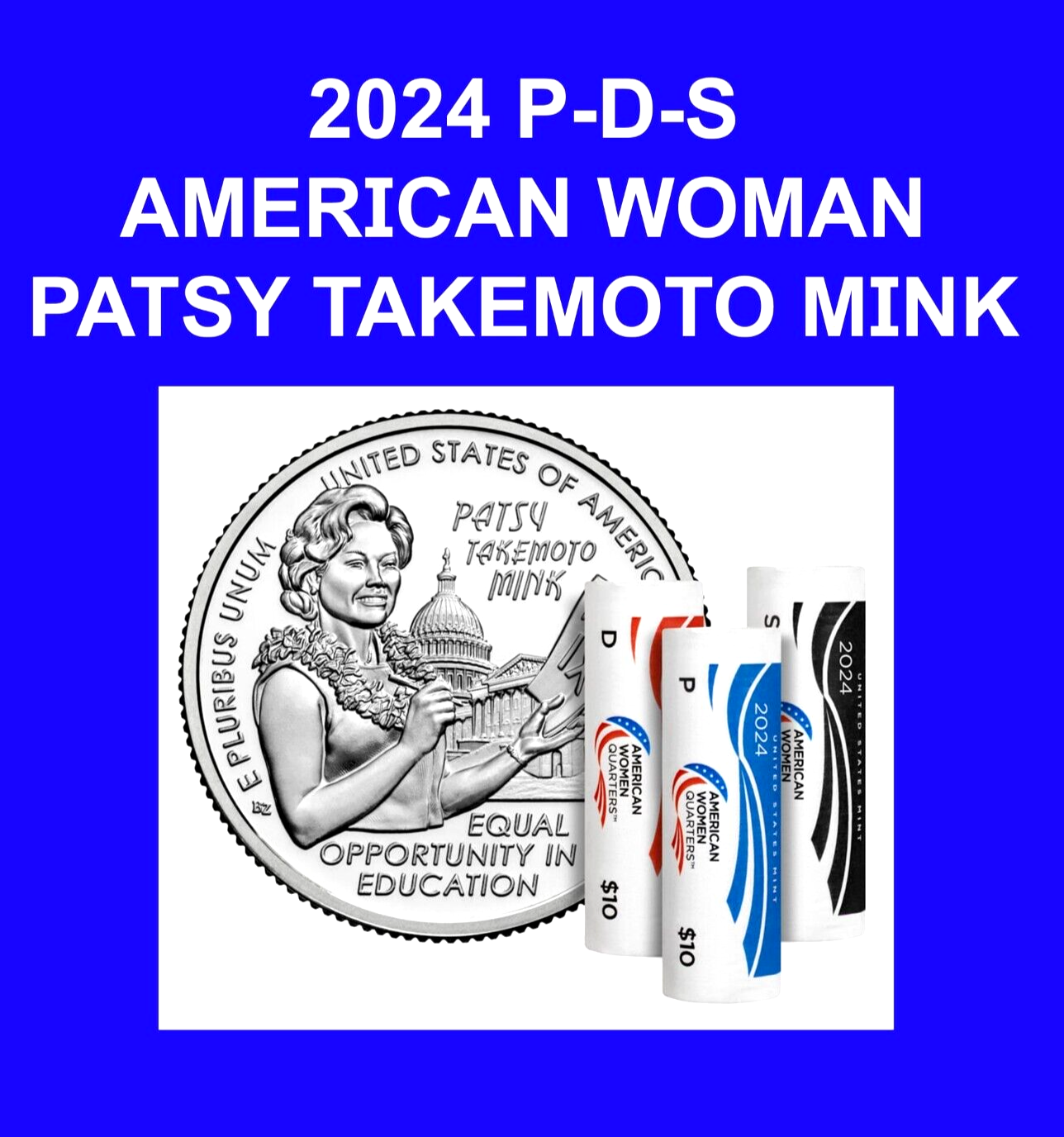 2024 P-D-S Patsy Takemoto Mink American Women Quarter 3 Coin Set 202412 | eBay