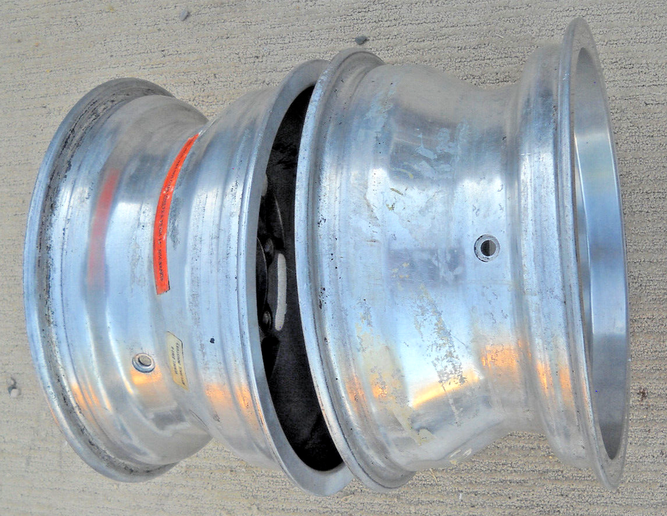 PAIR OF VINTAGE APPLIANCE PLATING 14"x7" ALUMINUM SLOT MAG WHEELS. GM 5 ...