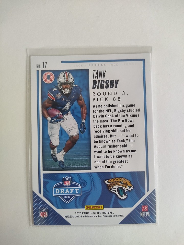 TANK BIGSBY RC 2023 Score NFL Draft #17 ROOKIE NFL Jaguars | eBay