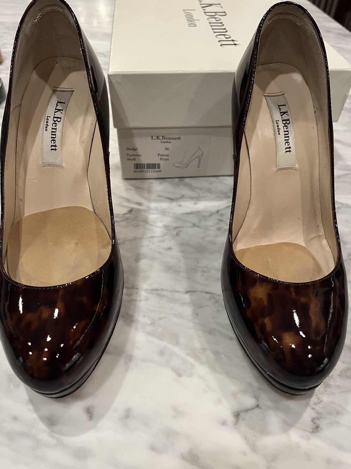 LK Bennett Sledge Tortoise Shell Patent Leather Platform heels Size 36 ...