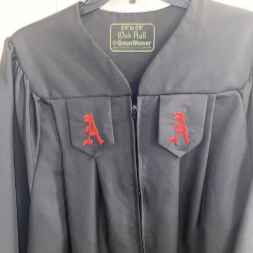 University of Alabama Black Graduation Gown Size 5'6"-5'8" Black Zip | eBay