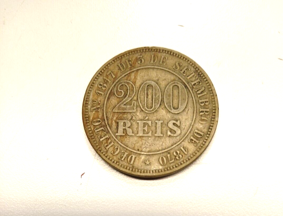 1871 Brazilian 200 Reis Coin VF | eBay