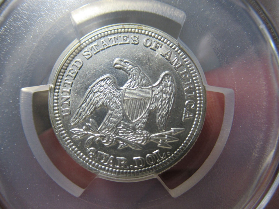 1845 US Silver Quarter Coin 25 Cents - PCGS AU58 - Liberty Seated ...