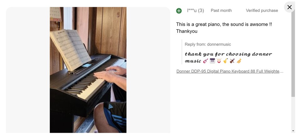 Donner DDP-95 Digital Piano Keyboard 88 Full Weighted Key + Stand ...