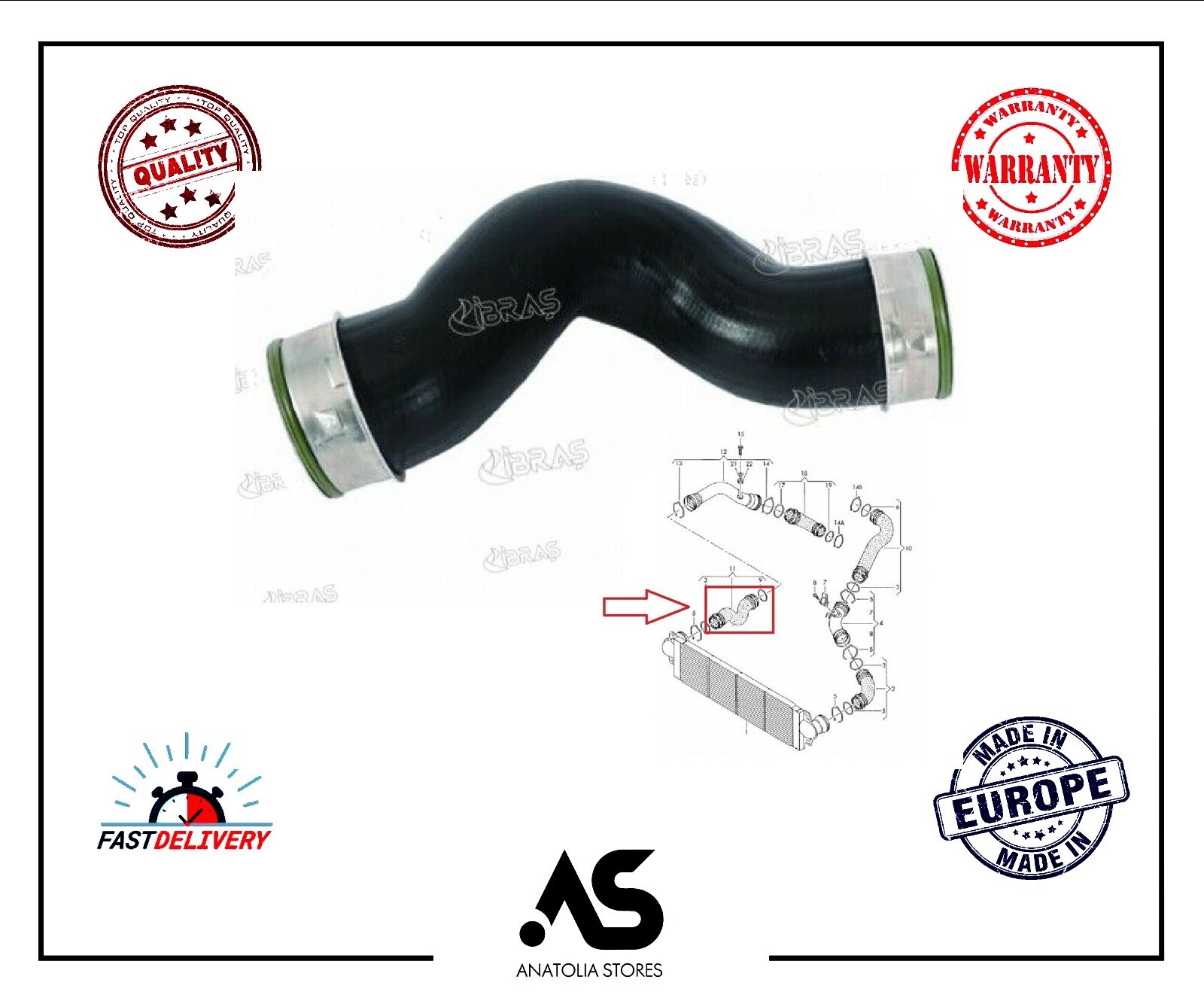 INTERCOOLER PIPE TURBO HOSE FOR VW TRANSPORTER T5 1.9 TDI 7H0145709B ...