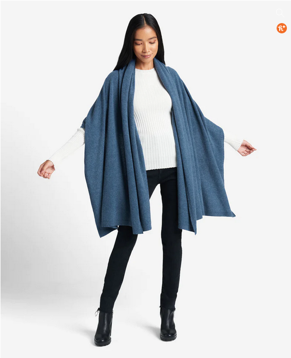 Kenneth Cole 100% Pure Cashmere Wrap/shawl/scarf blue L $398 NEW unisex ...