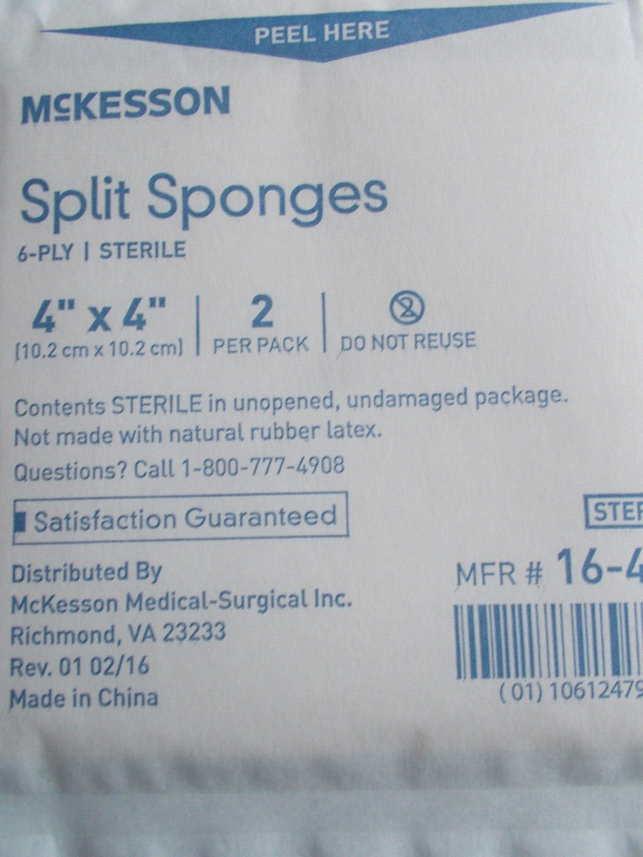 McKesson 16-42426 Split Sponges 4"x4" (Lot of 6 25 count boxes) | eBay