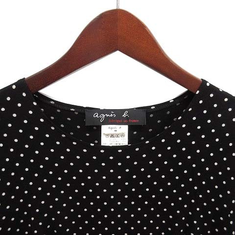 Agnes B Dot Dress 3/4 Sleeve Rayon Stretch KneeLength Black White Used ...